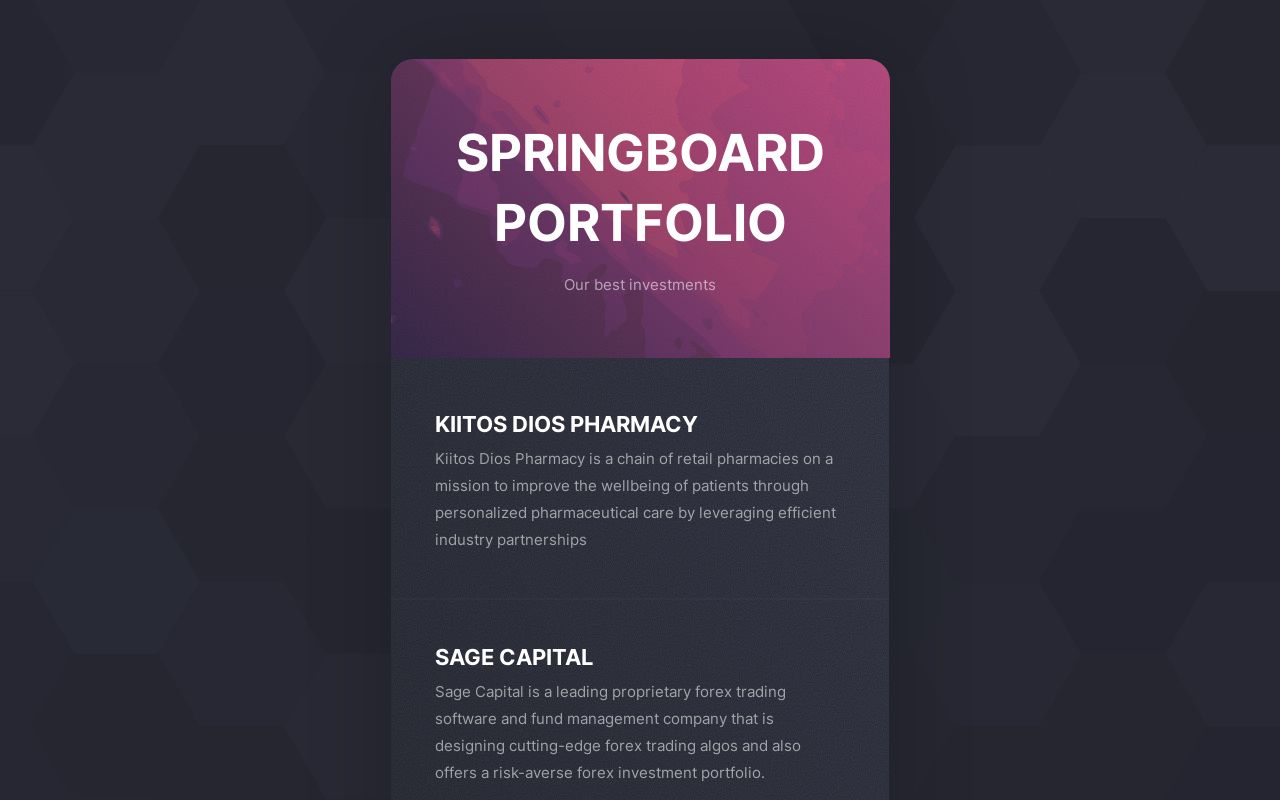 Springboard VC Portfolio